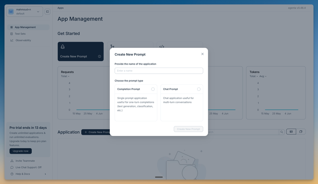 Quick Start Your First Llm Application Docs Agenta