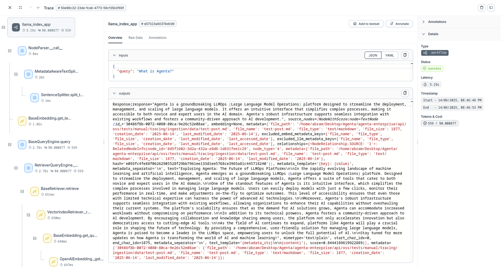 Tracing and Observability for LlamaIndex with Agenta - Docs - Agenta