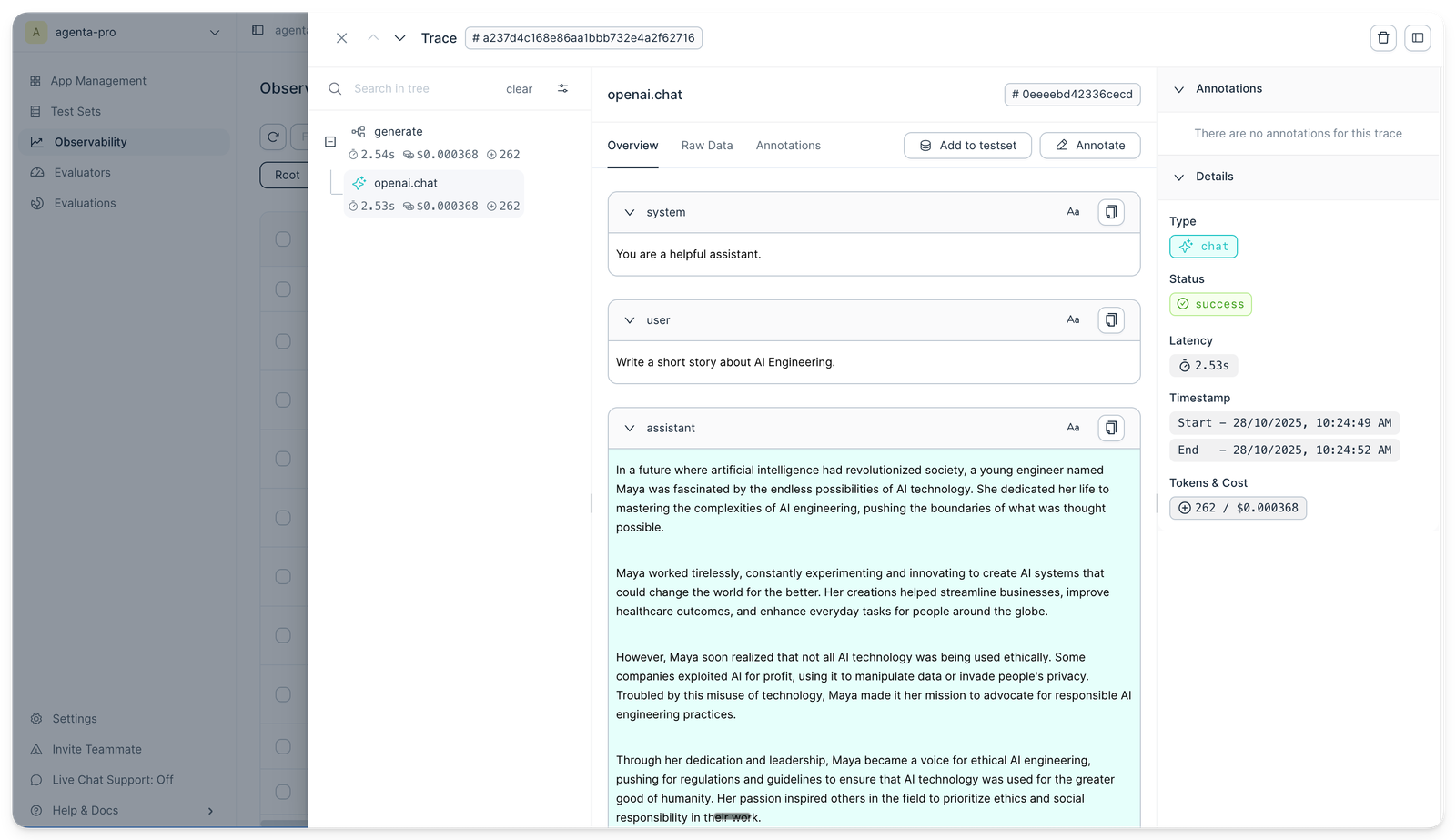 Quick Start Guide - Python LLM Observability - Docs - Agenta
